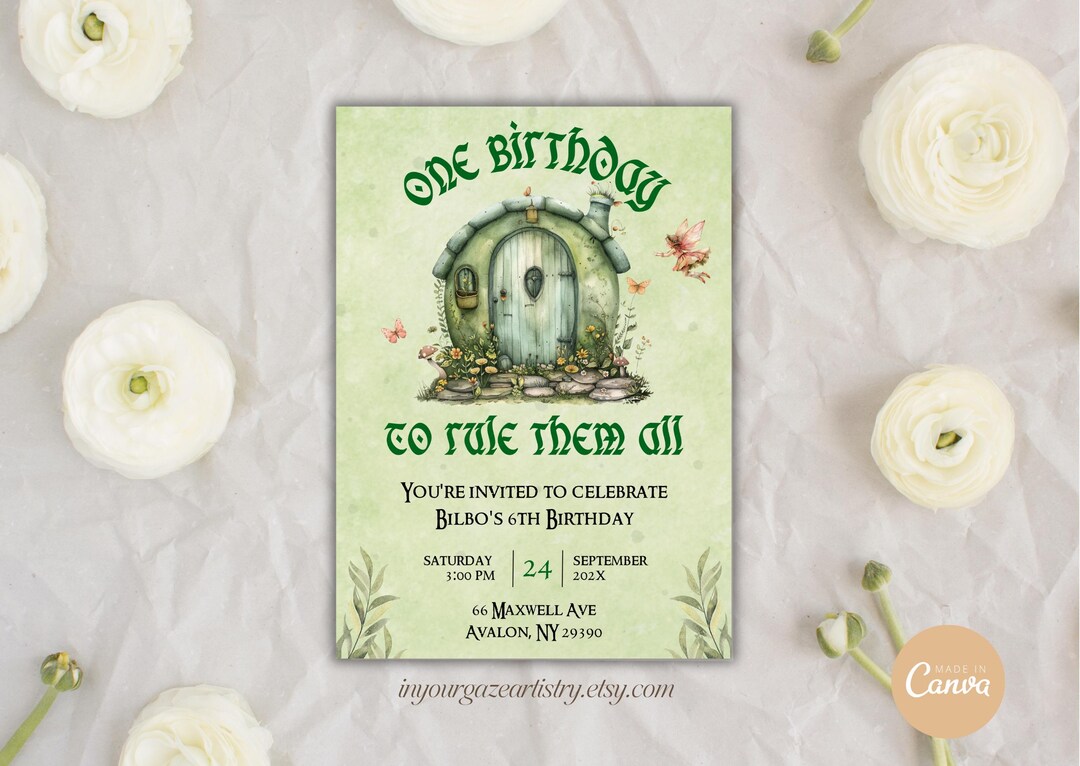 LOTR Birthday Invitation One Birthday to Rule Them All Editable ...