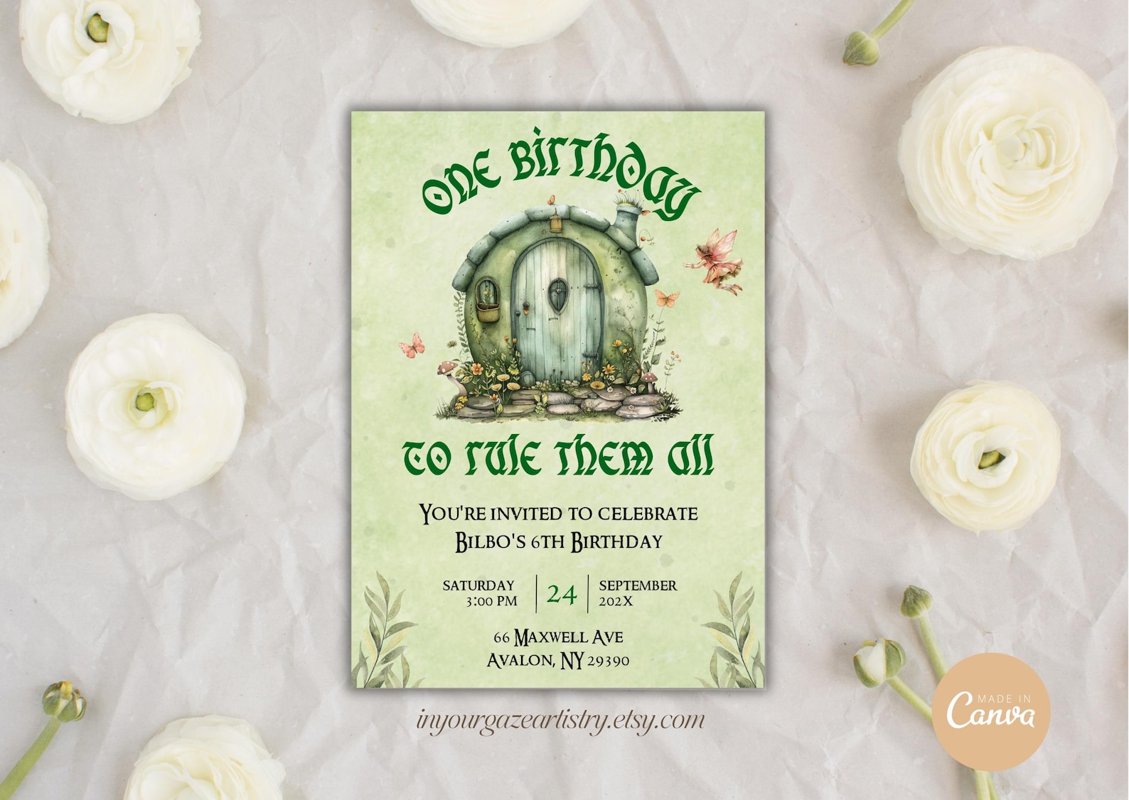 LOTR Birthday Invitation - One Birthday to Rule Them All - Editable ...