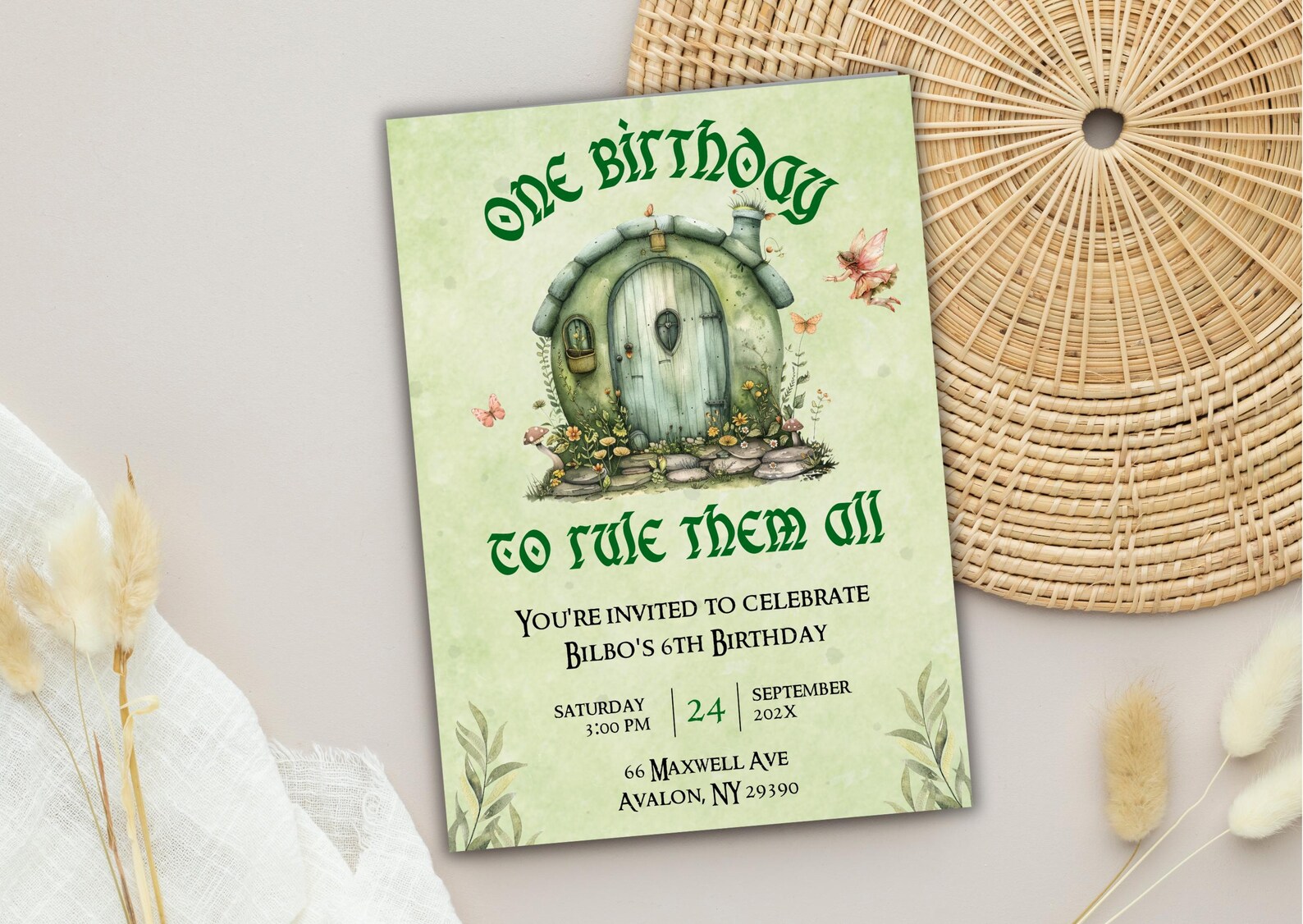 LOTR Birthday Invitation One Birthday to Rule Them All Editable ...