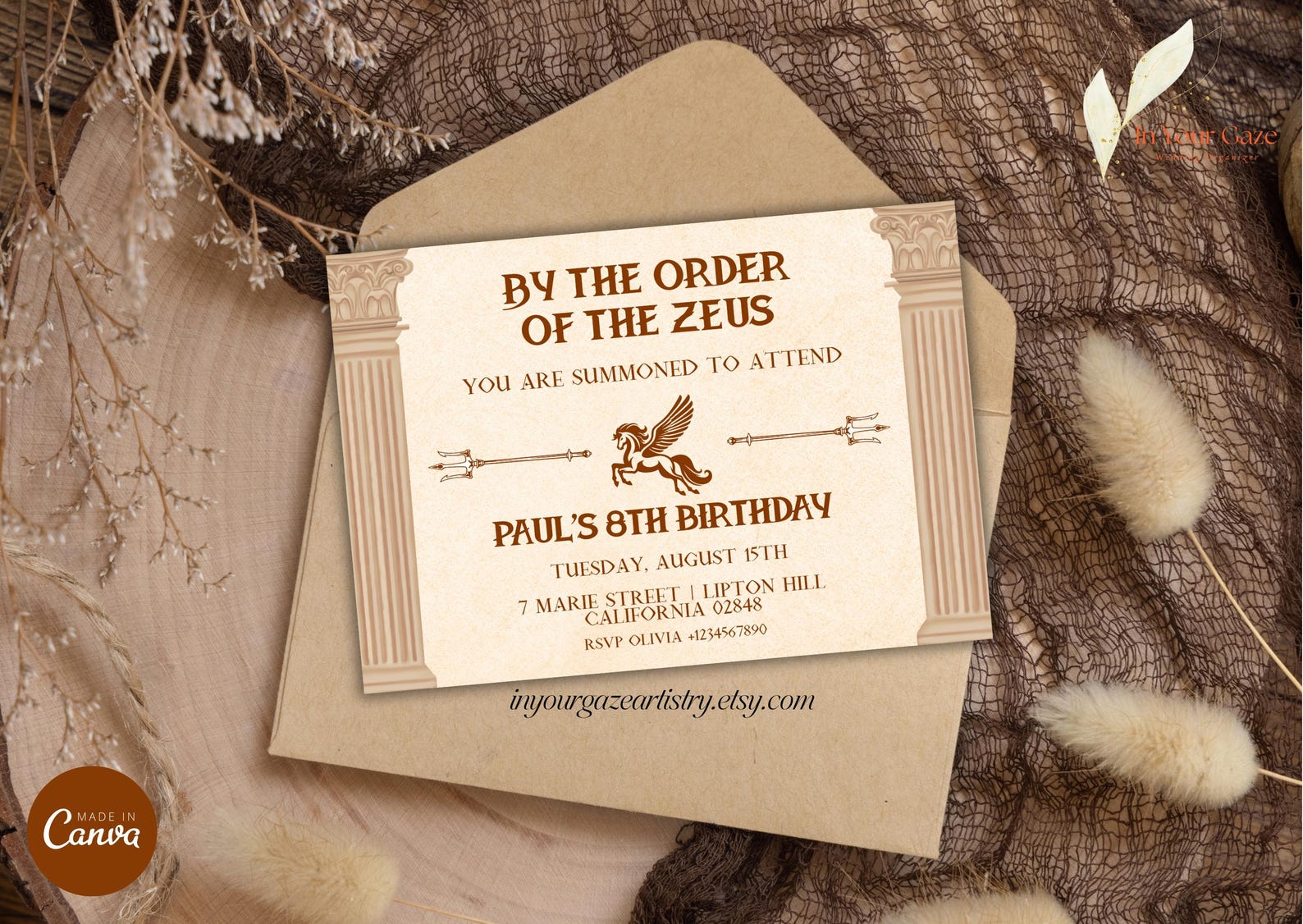 Vintage Percy Jackson Camp Half-blood Inspired Birthday Invitation ...