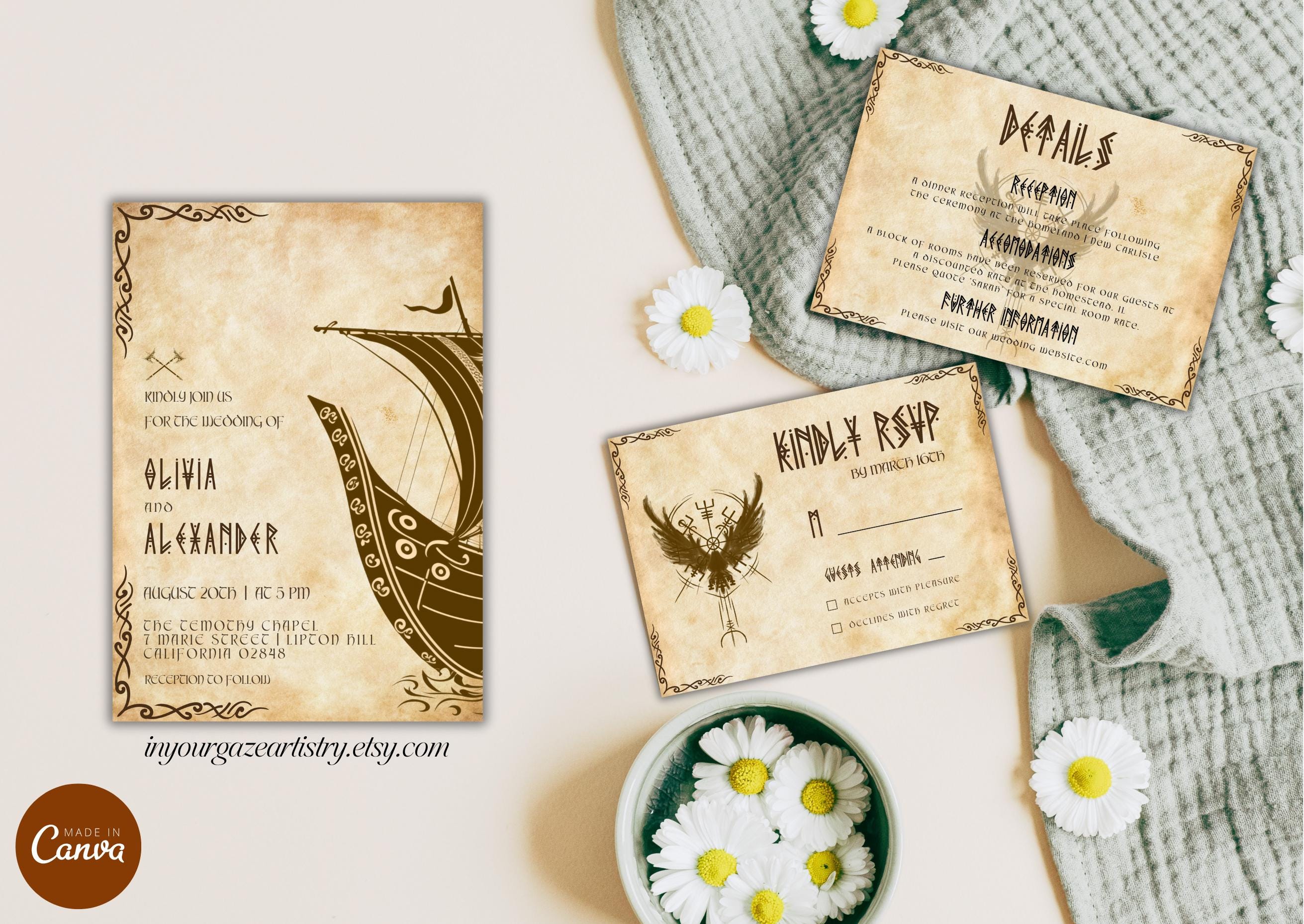 Norse Ravens Wedding Invite - Viking Wedding Invitation Template ...