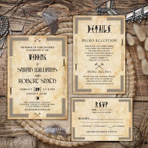 Norse Viking Wedding Invitation Set, Viking Invitation, Details and ...