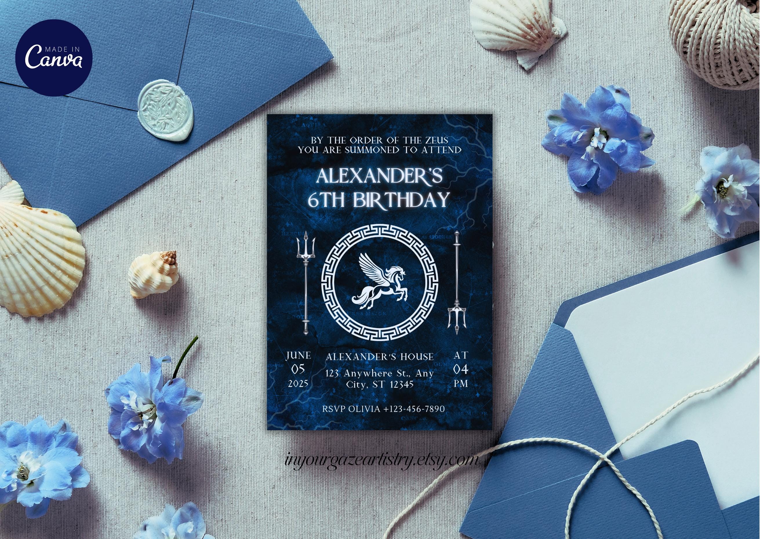 Percy Jackson Camp Half-blood Inspired Birthday Invitation | Nautical ...