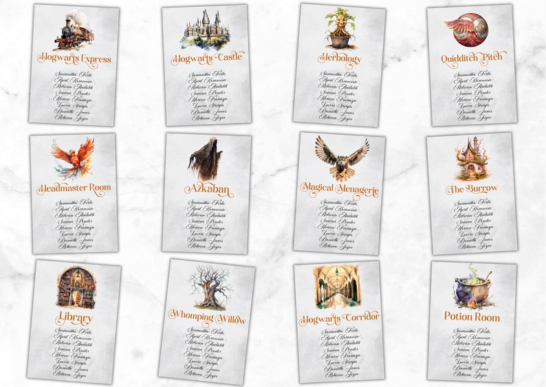 Wizard Seating Chart Template, Wizard Invitation, HP Seating Chart ...