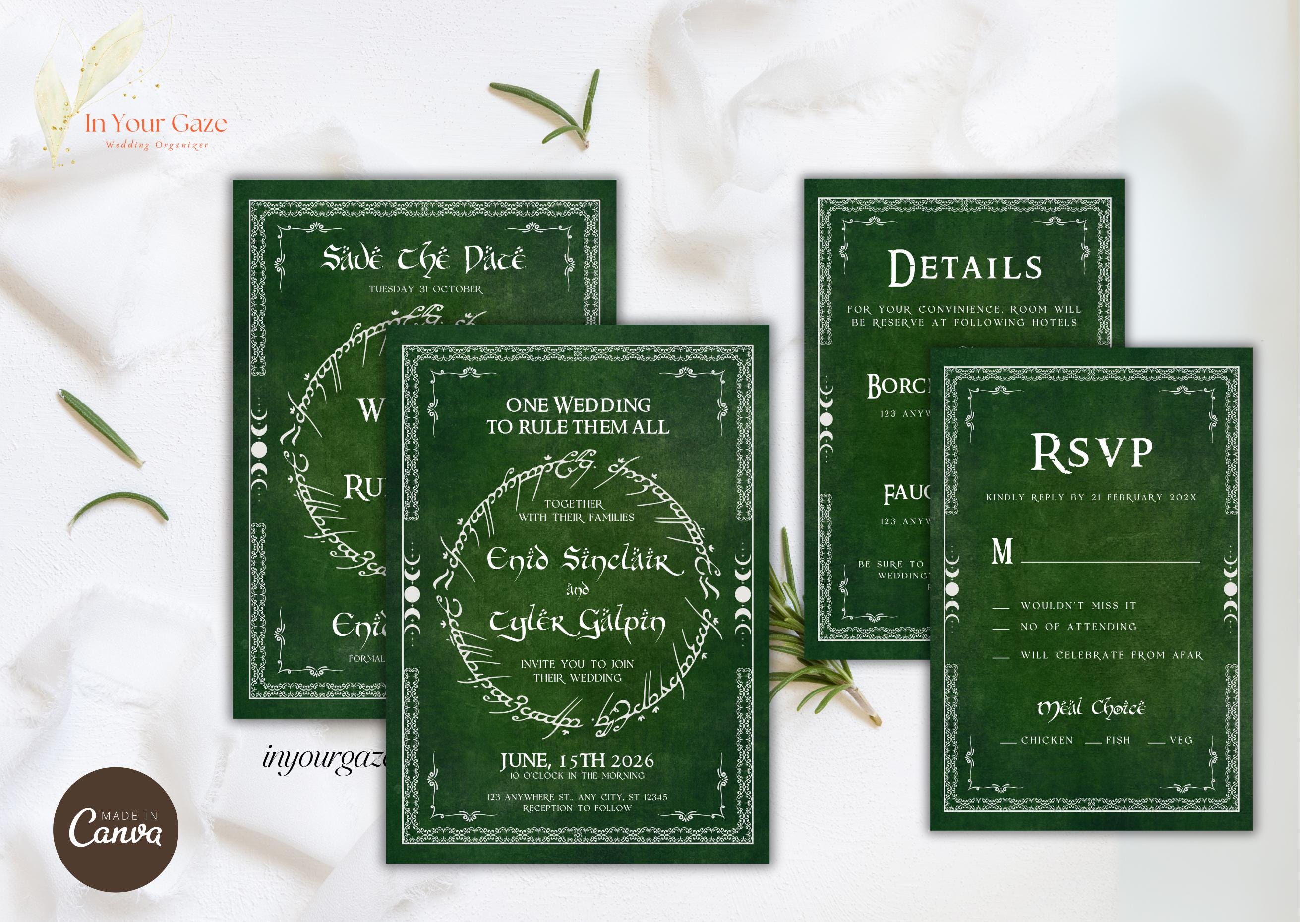 Editable LOTR Wedding Set Large Bundle Templates, Geek Wedding, Tolkien ...