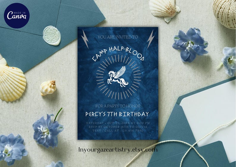 Percy Jackson Camp Half-blood Inspired Birthday Invitation | Instant ...