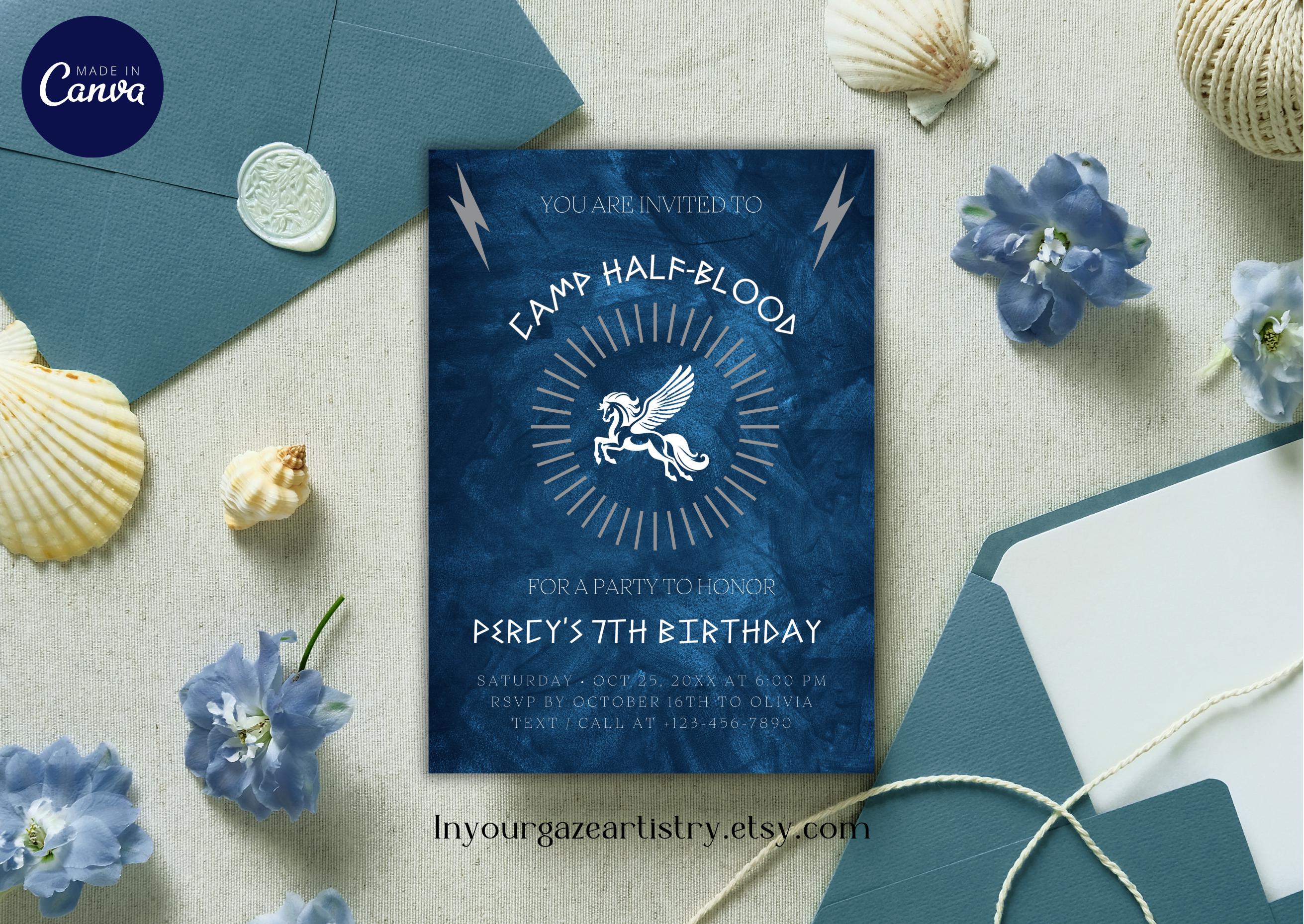 Percy Jackson Camp Half-blood Inspired Birthday Invitation | Instant ...