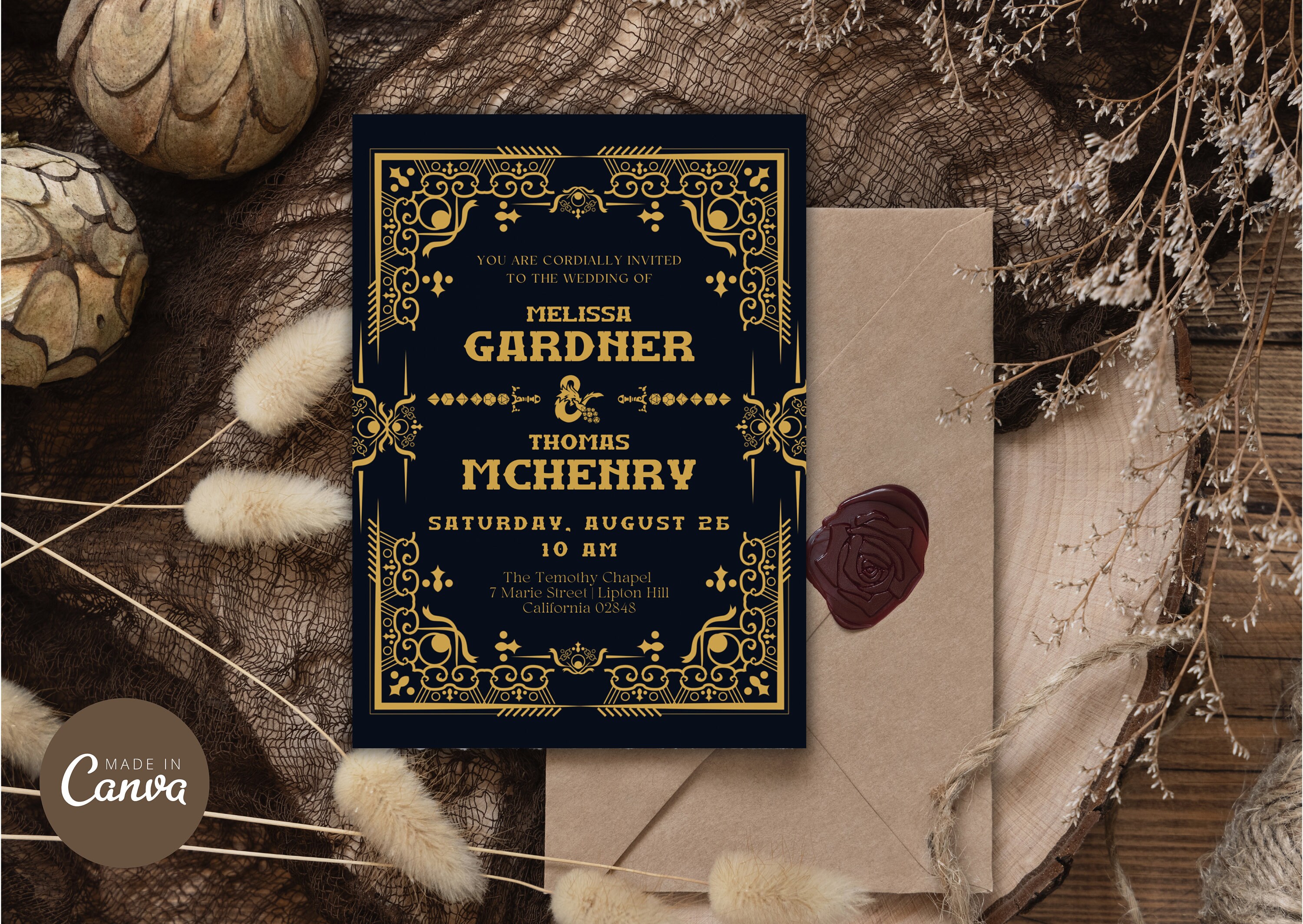 DND Wedding Invitation Set, Medieval Wedding Invitation, Details and ...