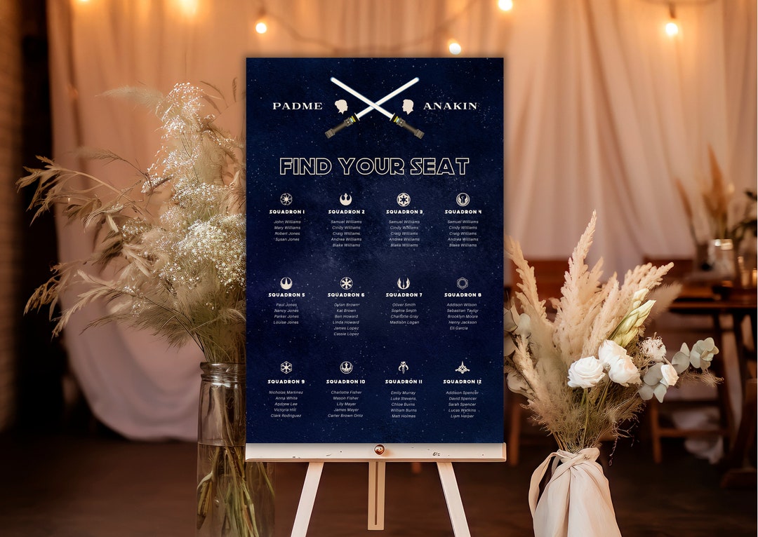 SCI Fi Wedding, Saber Inspired Seating Chart Template, Alphabetical ...