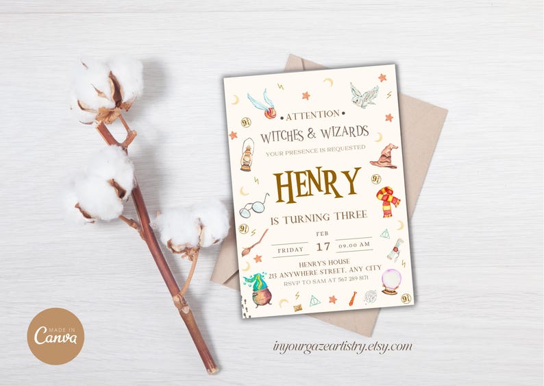 Editable Wizard Birthday Invitation Template | Magic Theme Birthday ...