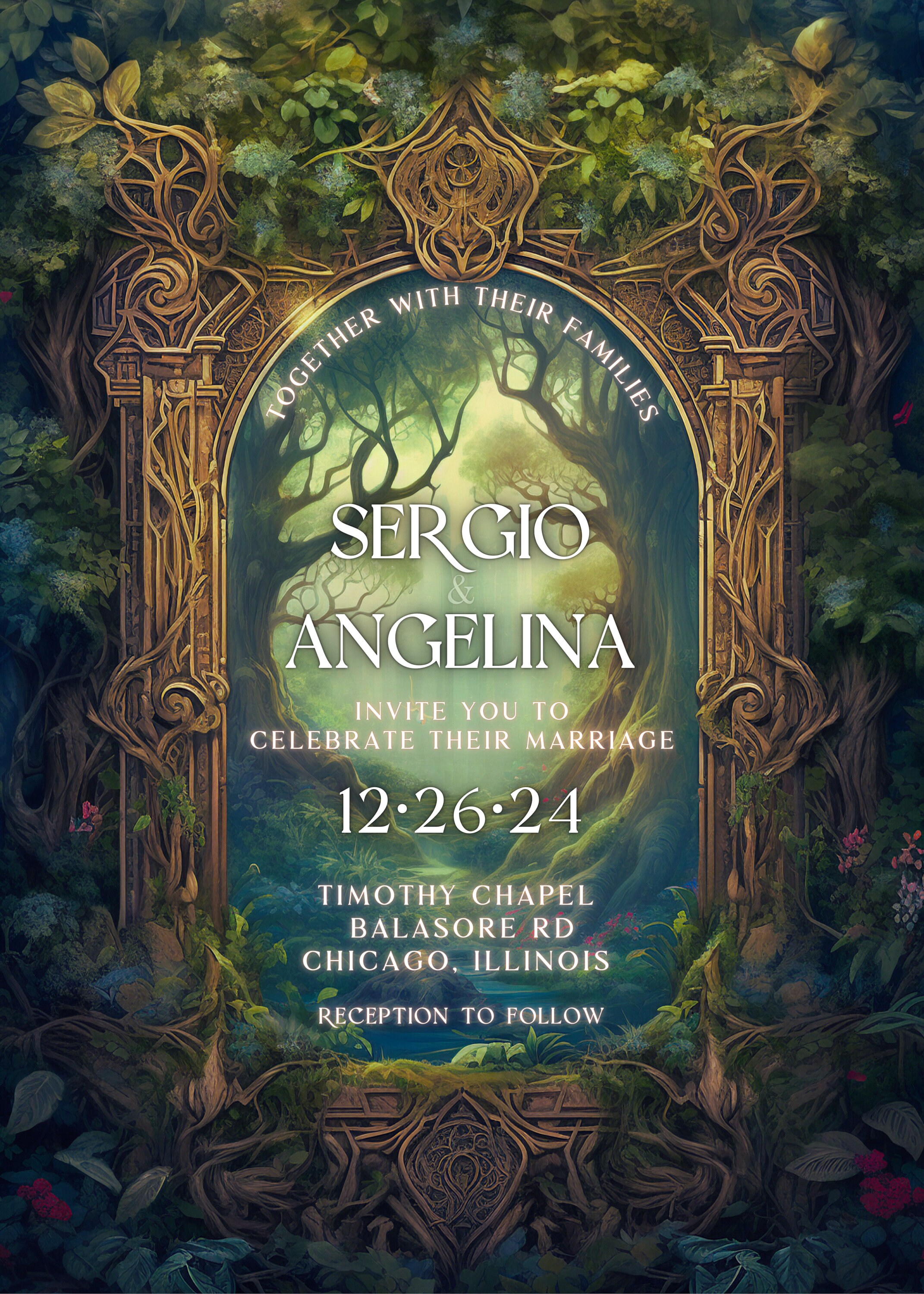 LOTR Inspired Wedding Invitation Template, Fantasy Art Nouveau Wedding ...