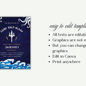 Percy Jackson Camp Half-blood Inspired Birthday Invitation | Nautical ...