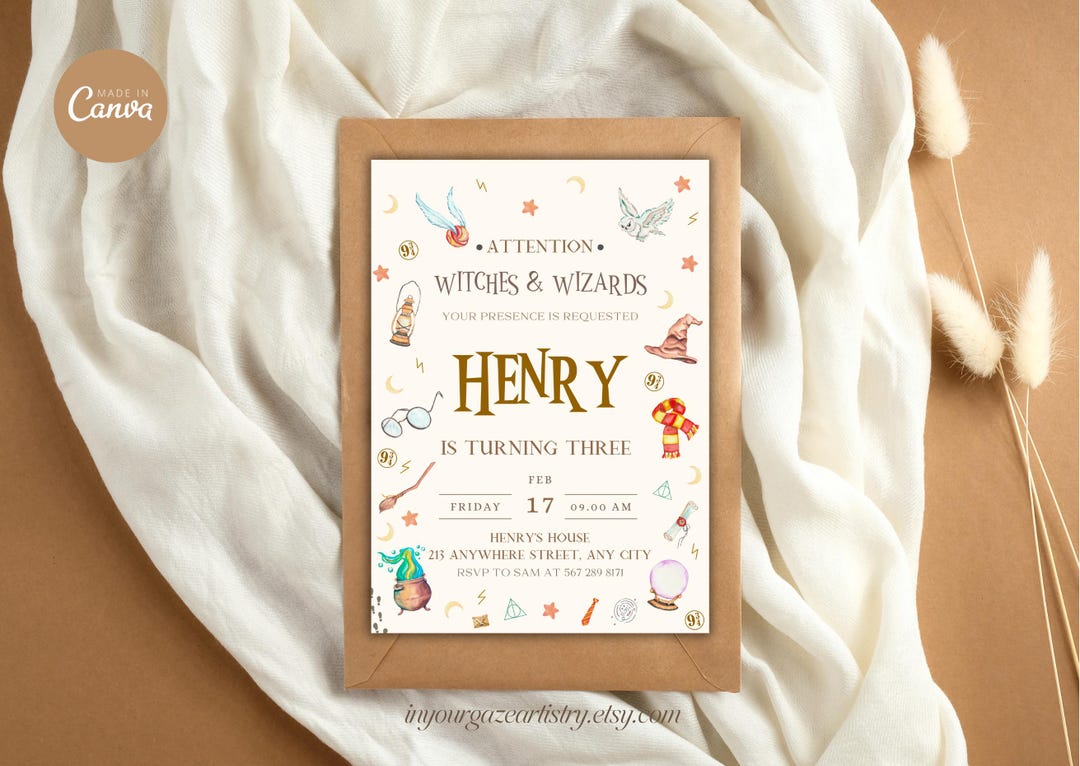 Editable Wizard Birthday Invitation Template | Magic Theme Birthday ...