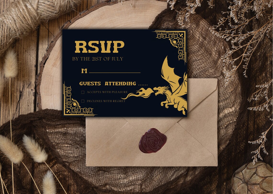 DND Wedding Invitation Set, Medieval Wedding Invitation, Details and ...