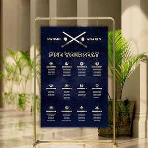 SCI Fi Wedding, Saber Inspired Seating Chart Template, Alphabetical ...