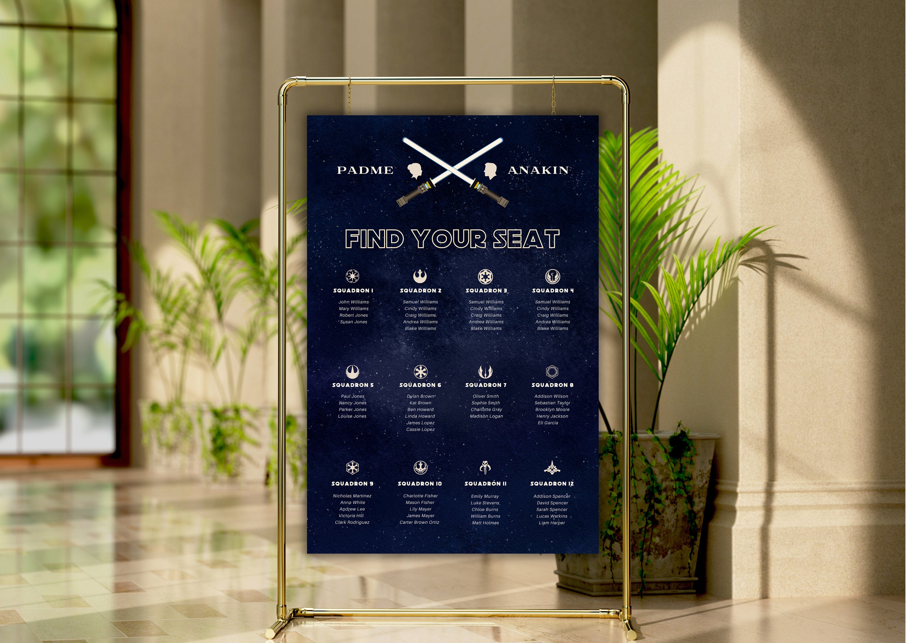SCI Fi Wedding, Saber Inspired Seating Chart Template, Alphabetical ...