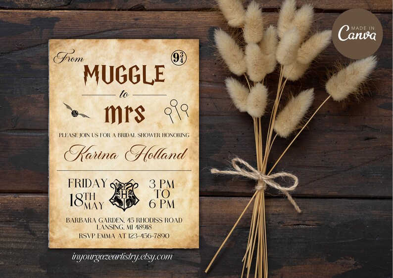 Vintage Wizard Bridal Shower Invitation Template, Magical Bridal Showed ...