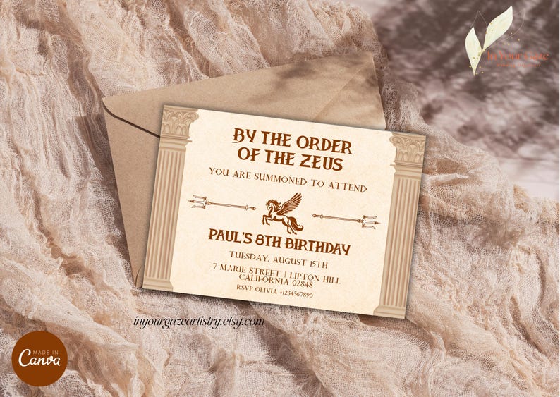 Vintage Percy Jackson Camp Half-blood Inspired Birthday Invitation ...