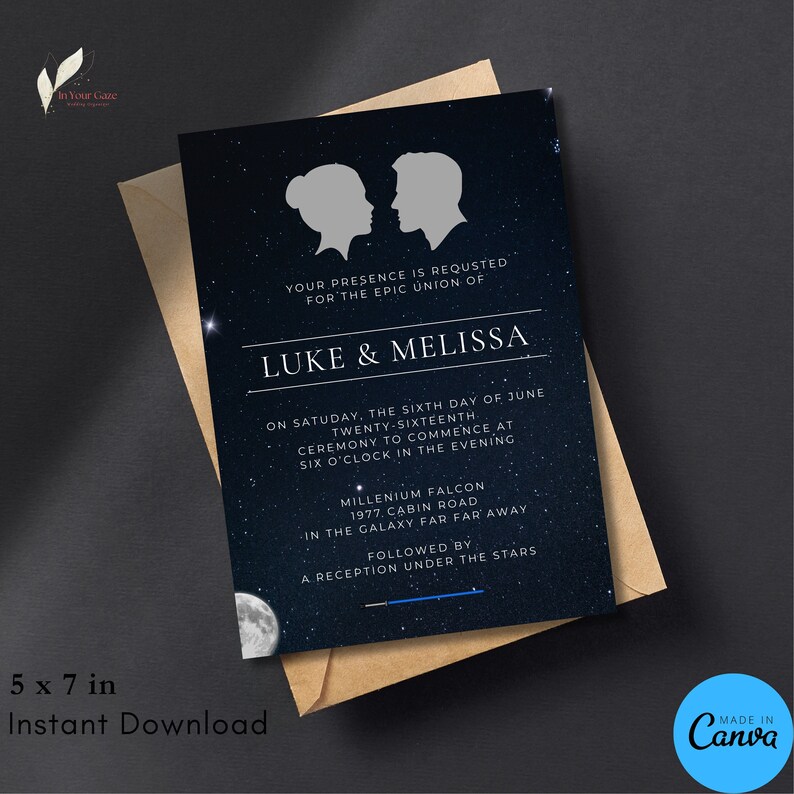 Galactic War Inspired Wedding Invitation Template, Digital Printable ...