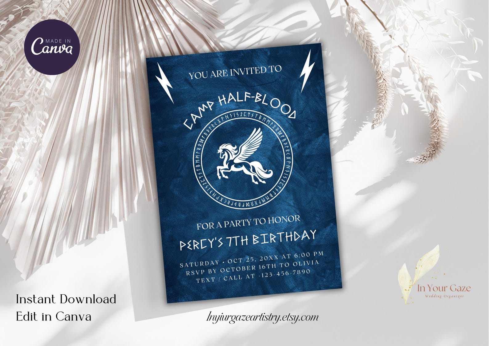 Percy Jackson Camp Half-blood Inspired Birthday Invitation | Instant ...