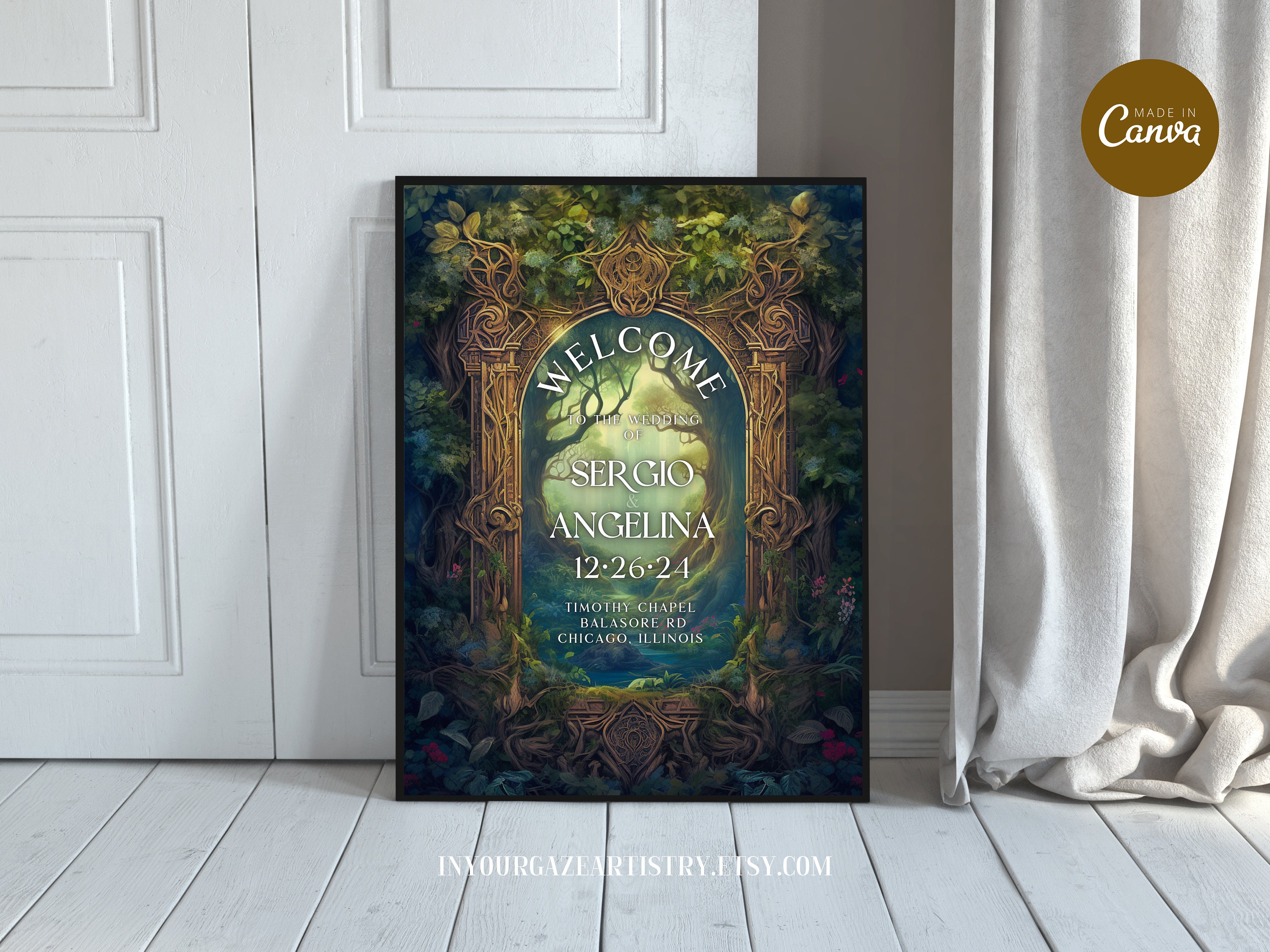 LOTR Inspired Wedding Welcome Sign Template, Fantasy Art Nouveau ...