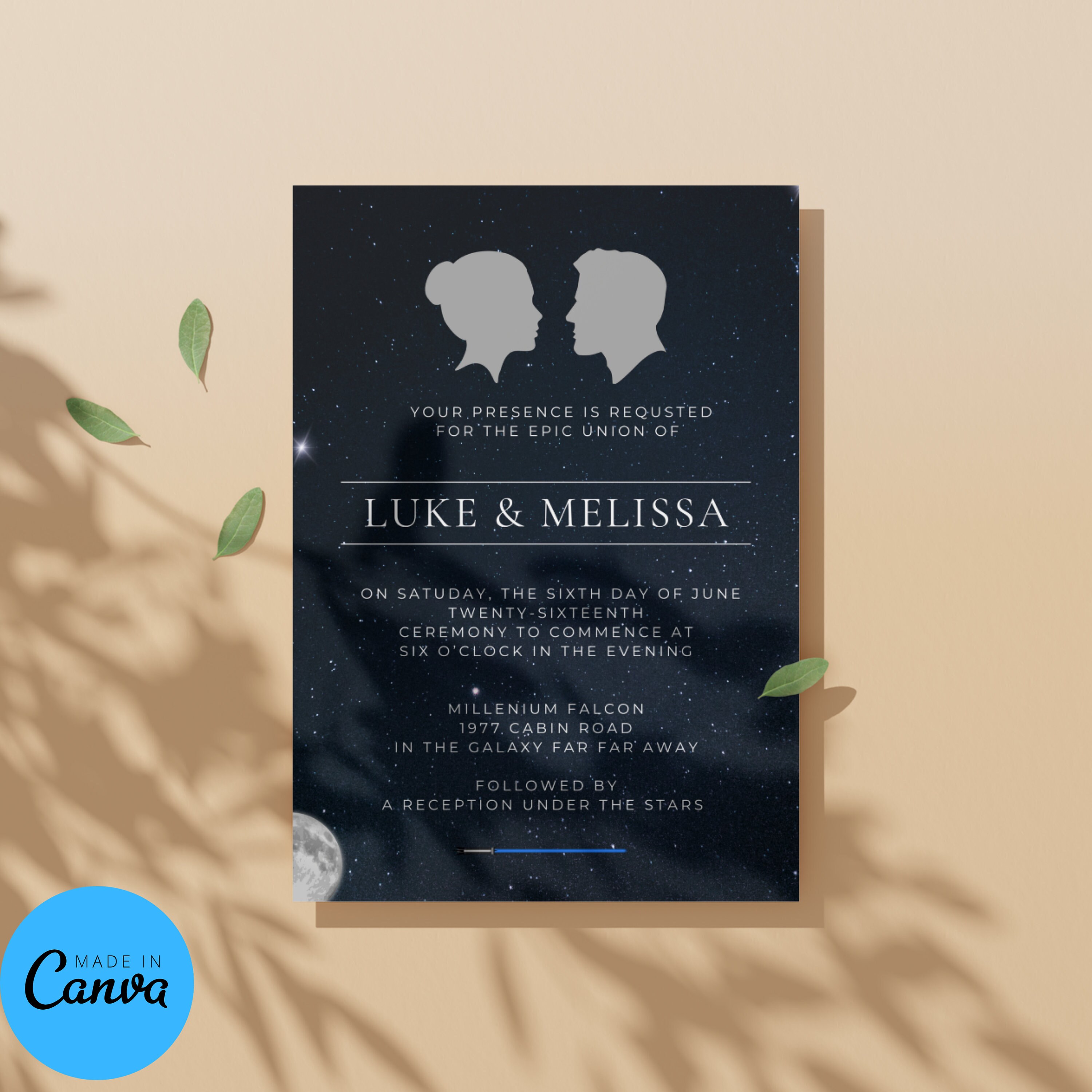 Galactic War Inspired Wedding Invitation Template, Digital Printable ...