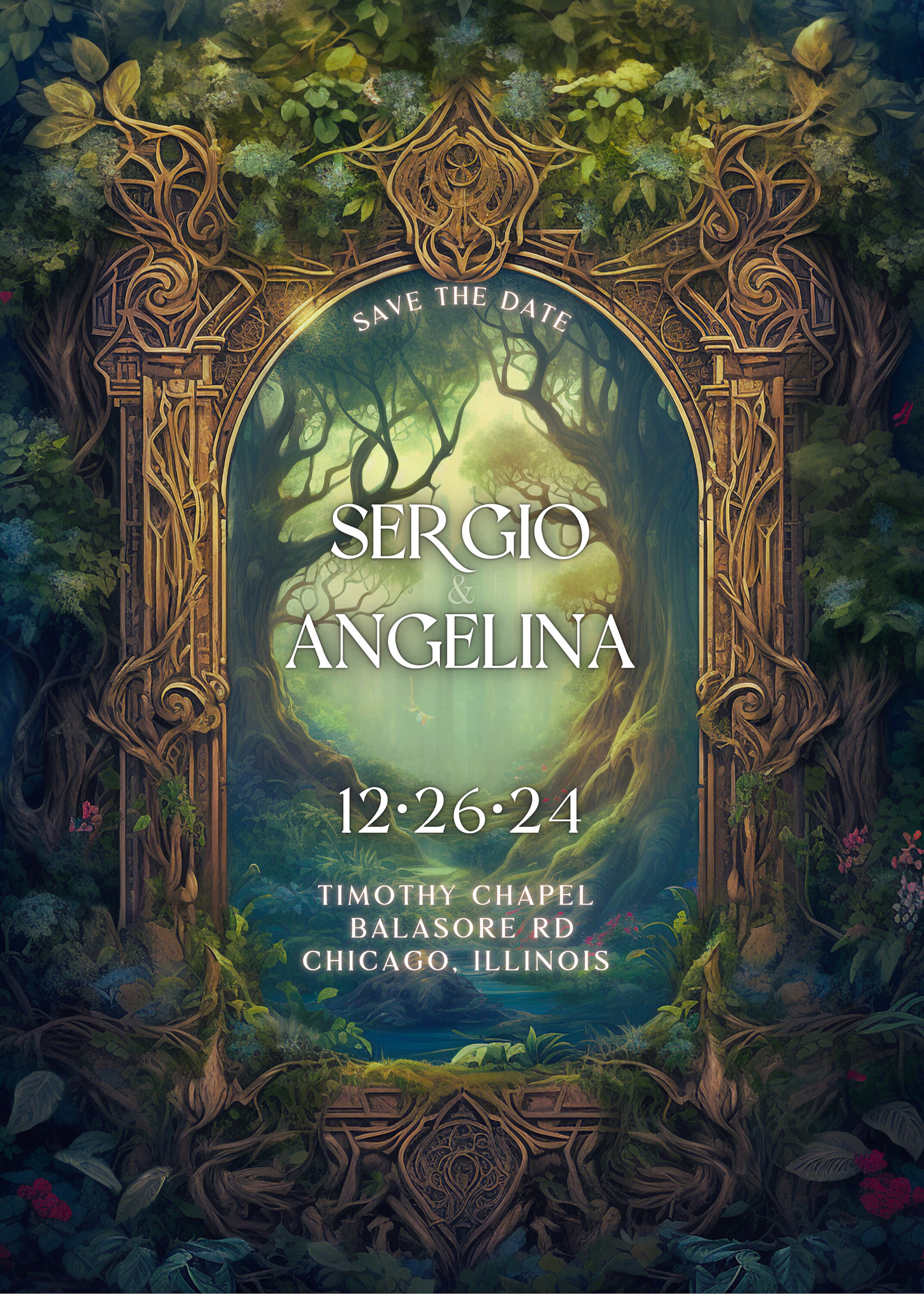 LOTR Inspired Wedding Invitation Template, Fantasy Art Nouveau Wedding ...