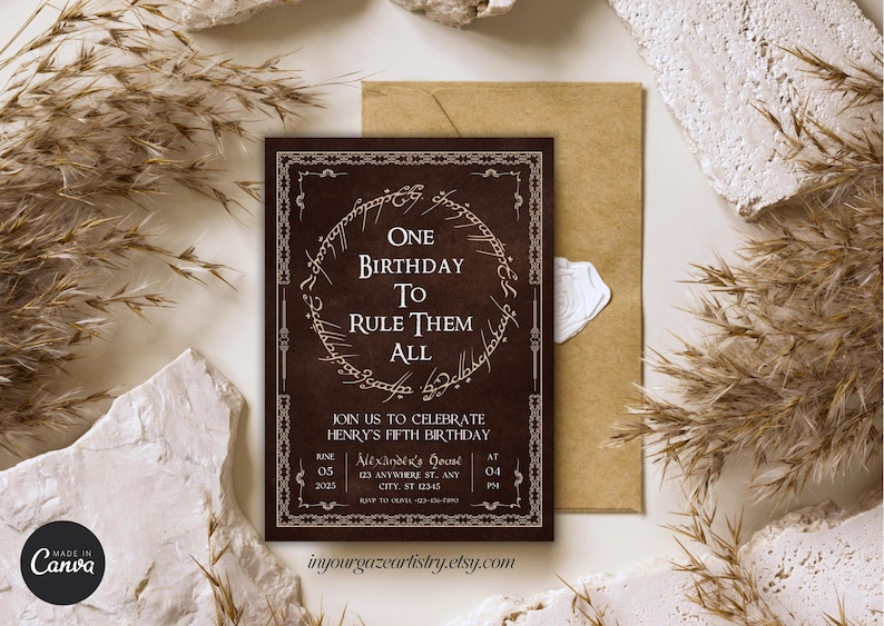 LOTR Birthday Invitation Template - One Birthday to Rule Them All ...