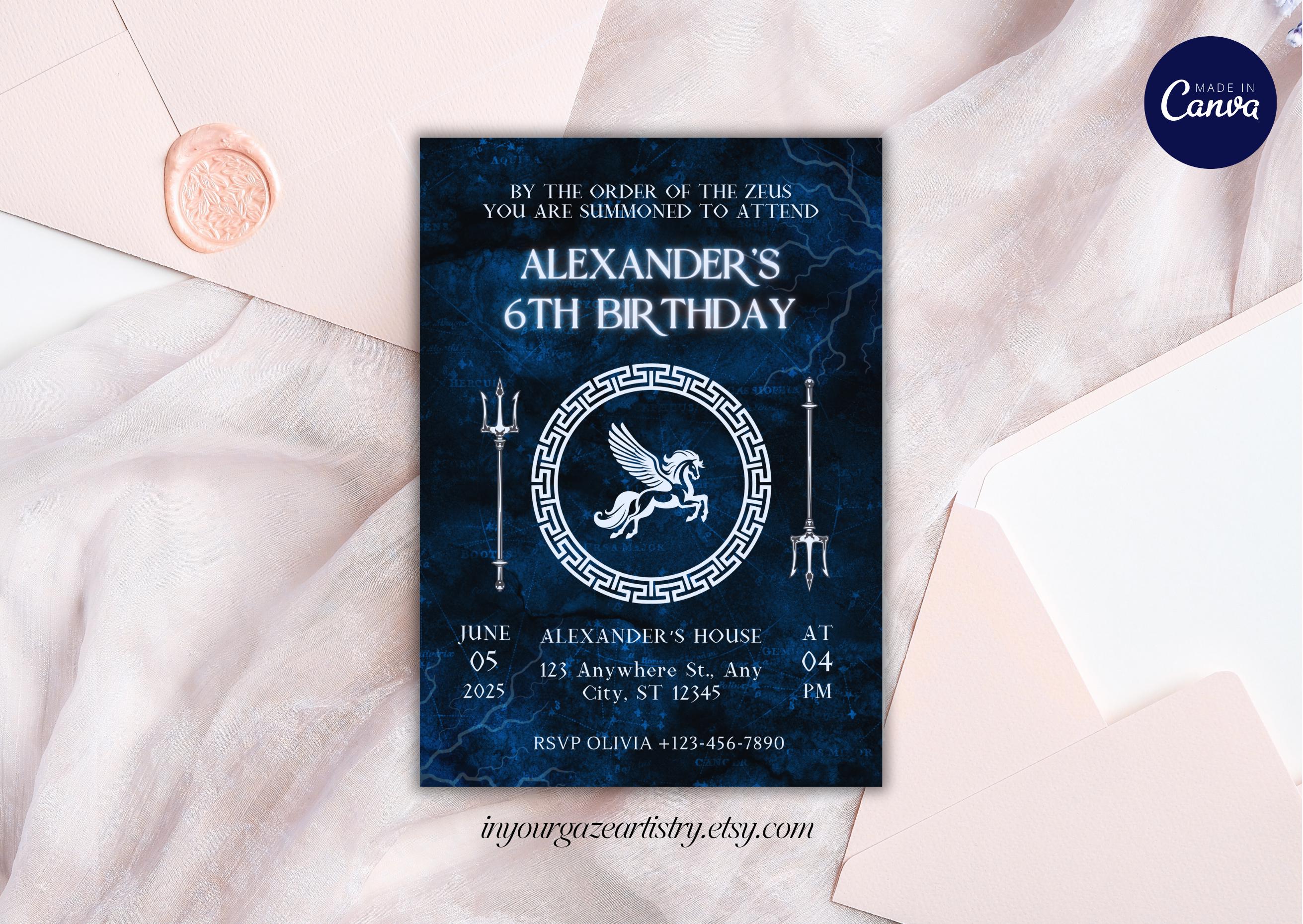Percy Jackson Camp Half-blood Inspired Birthday Invitation | Nautical ...