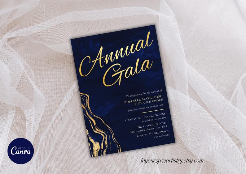 Editable Gala Invitation, Gala Party, Corporate Invite, Fundraiser ...
