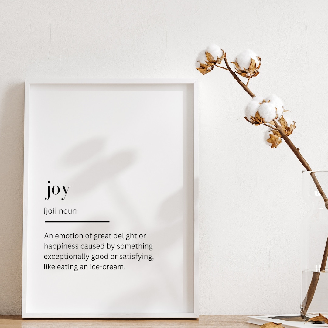Joy Definition Print, Joy Print, Definition Wall Art, Dictionary ...