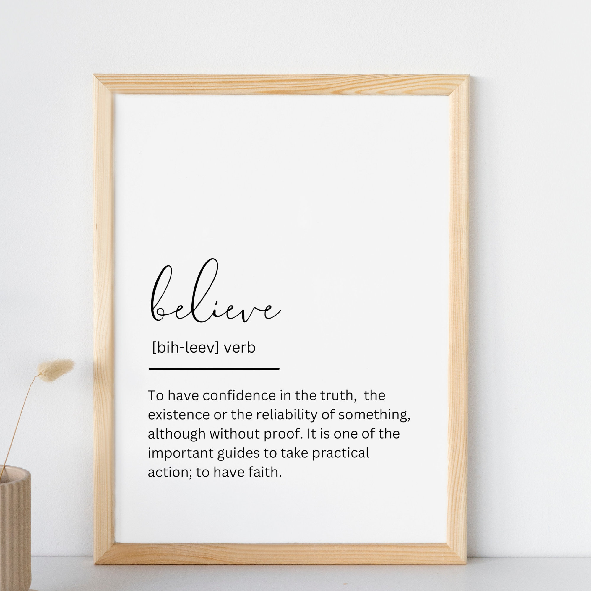 Believe Definition Print, Believe Wall Art, Definition Printables ...