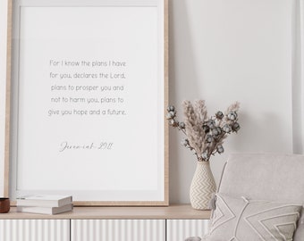Jeremiah 29:11 Inspirational Bible Verse Scripture Printable Wall ...