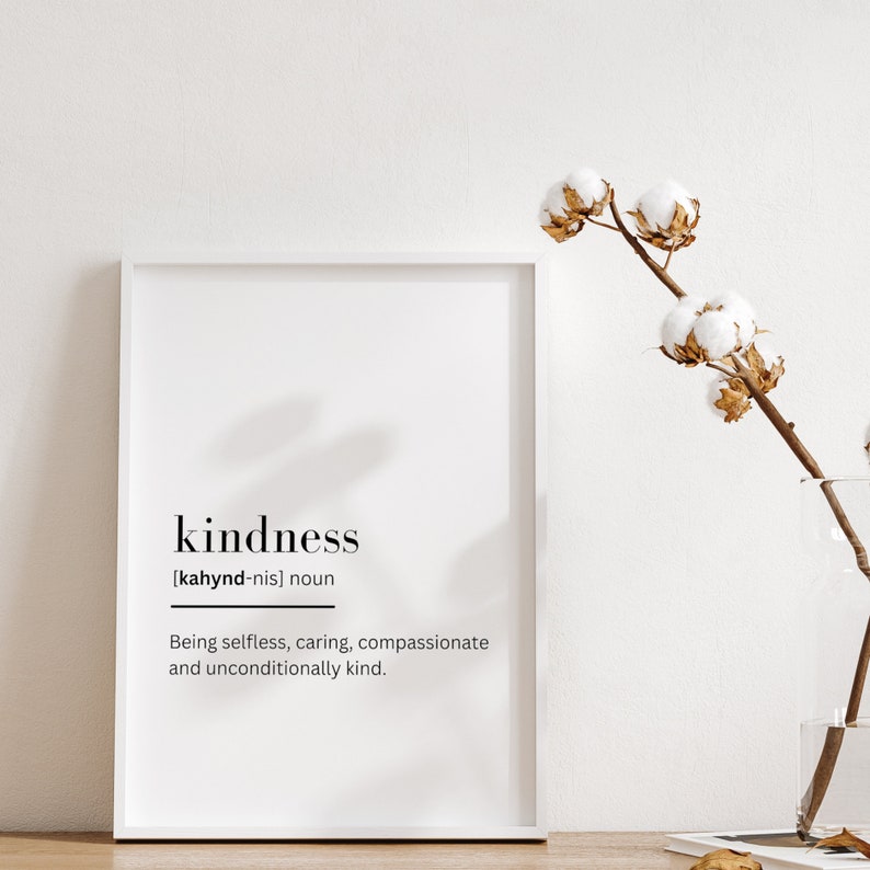 Kindness Definition Print, Dictionary Art Print, Definition Printables ...