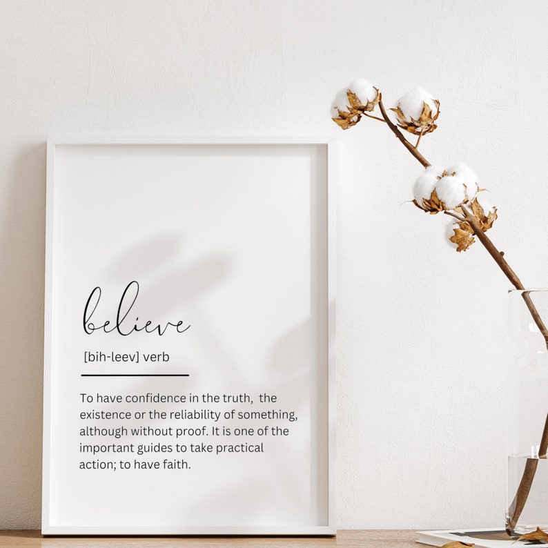 Believe Definition Print, Believe Wall Art, Definition Printables ...