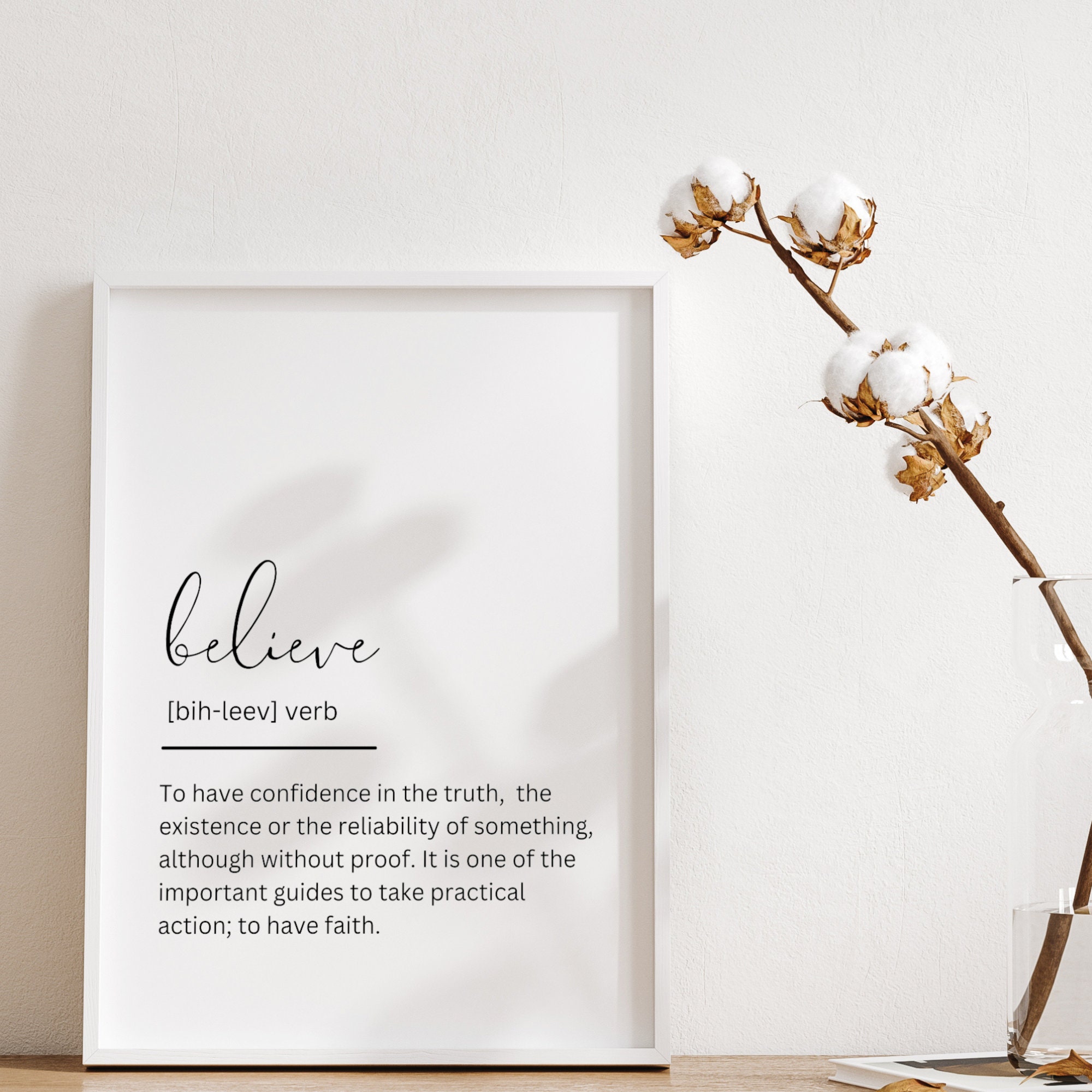 Believe Definition Print, Believe Wall Art, Definition Printables ...