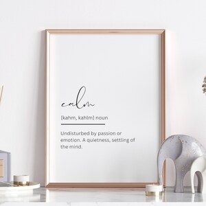 Calm Definition Print, Calm Wall Art, Definition Poster, Definition ...