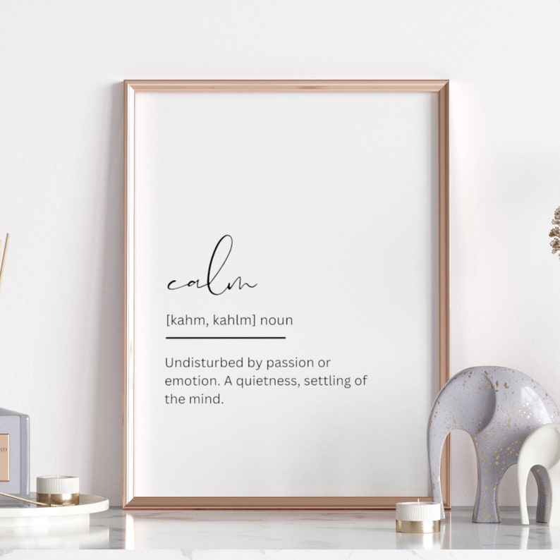 Calm Definition Print, Calm Wall Art, Definition Poster, Definition ...