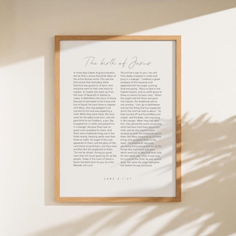 Luke 2:1-21, the Birth of Jesus, Christian Christmas Wall Art ...