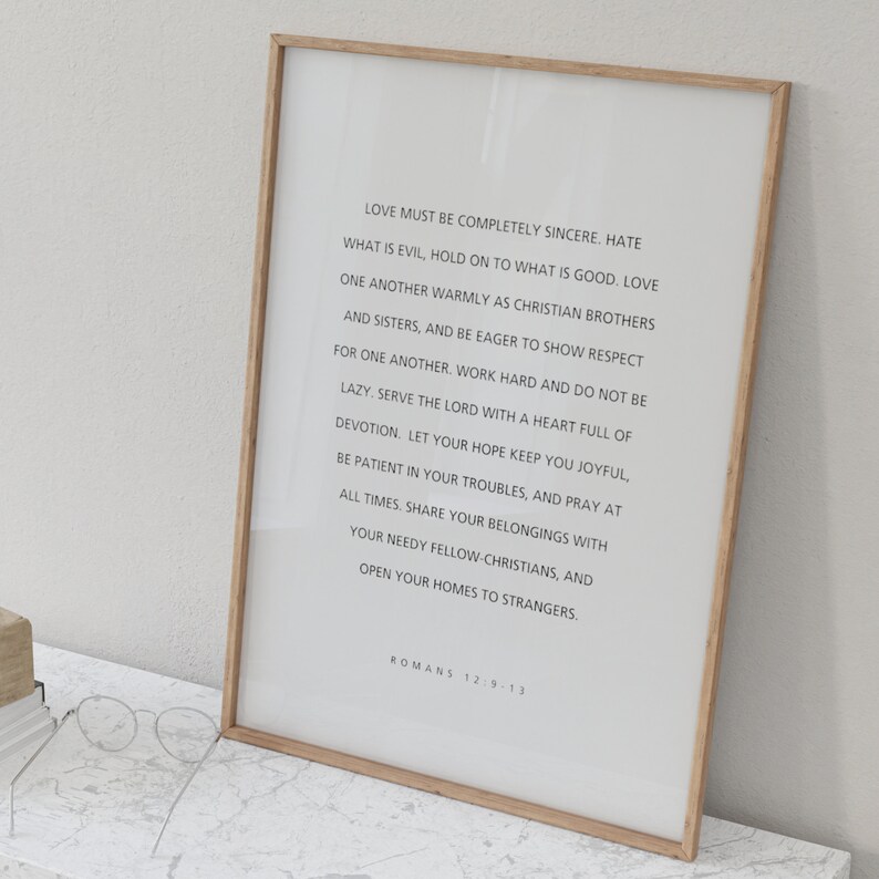 Romans 12:9-13, Love Must Be Sincere, Bible Verse Printable, Christian ...