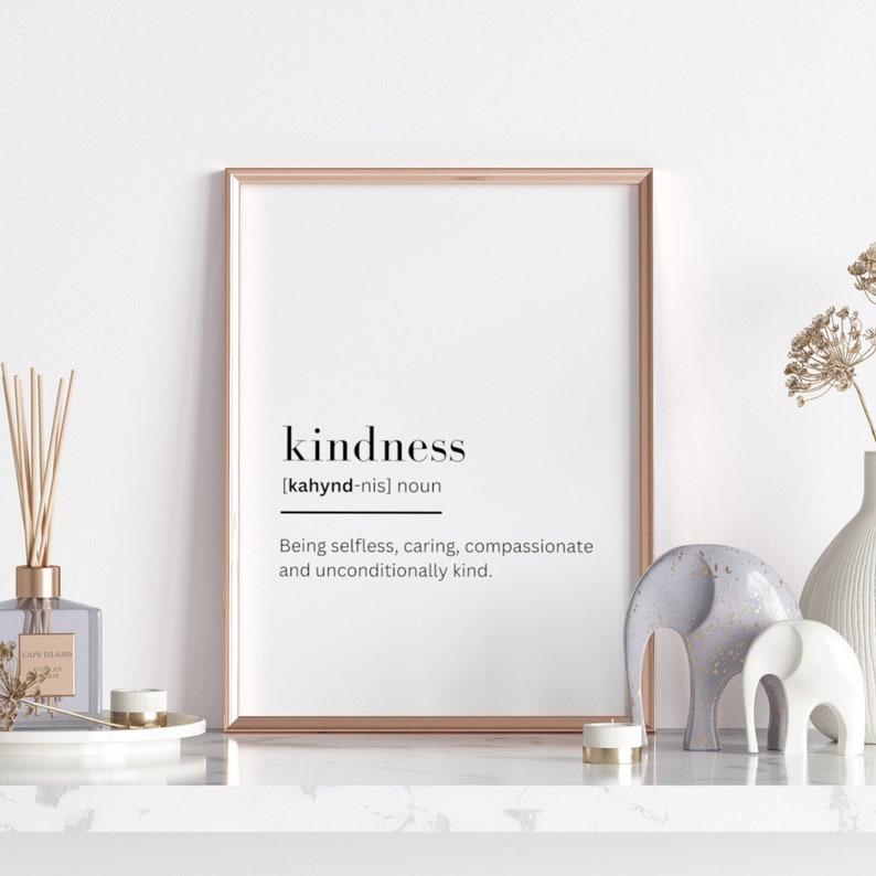 Kindness Definition Print, Dictionary Art Print, Definition Printables ...