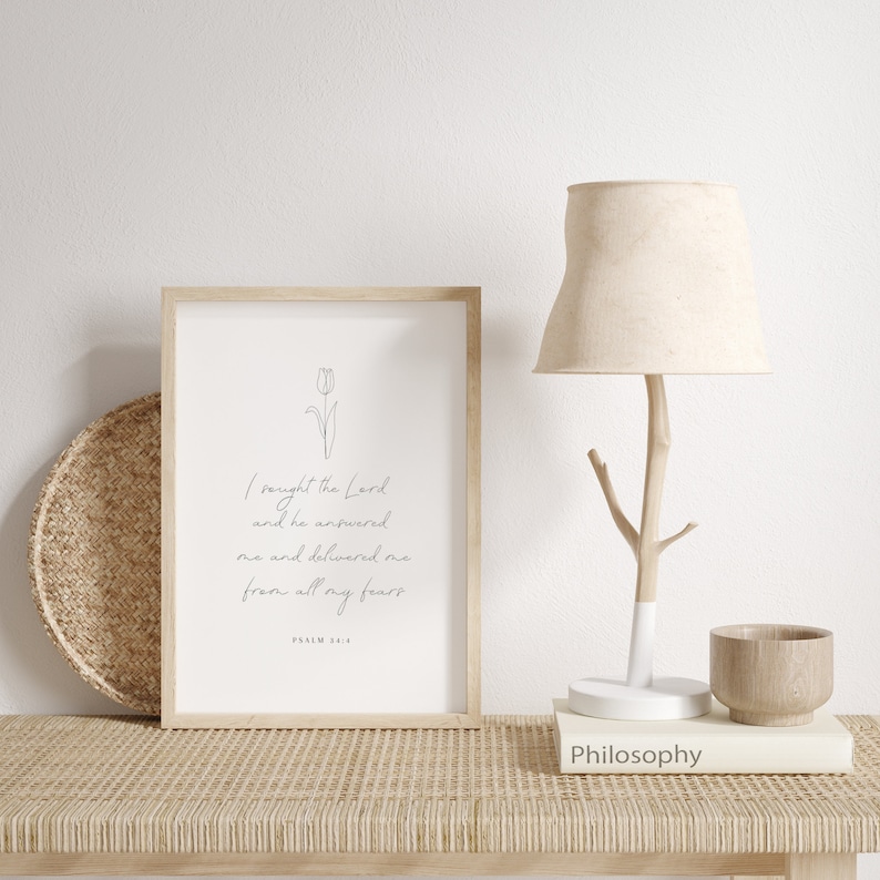 Psalm 34:4, Psalm 34 Wall Art, Psalm Wall Art, Bible Verse Printable ...