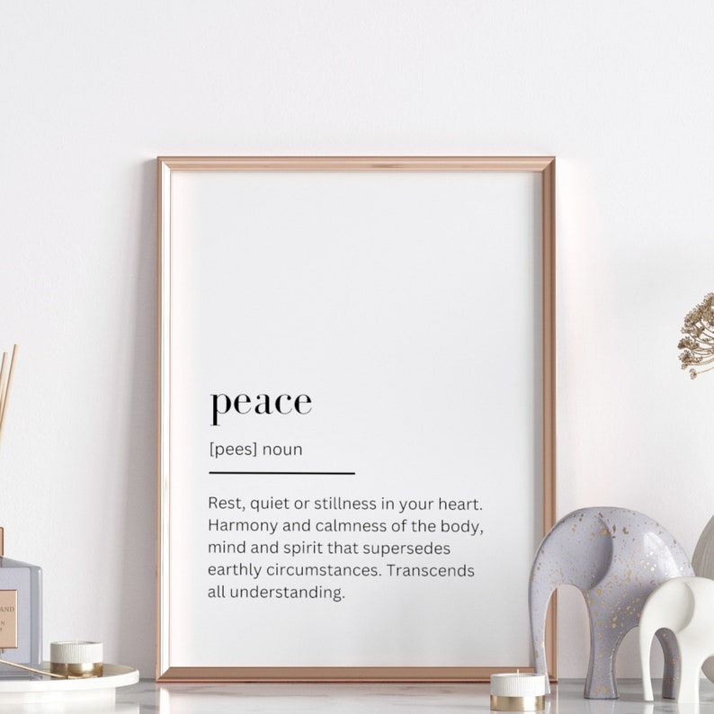 Peace Definition Print, Peace Wall Art, Dictionary Art, Definition ...