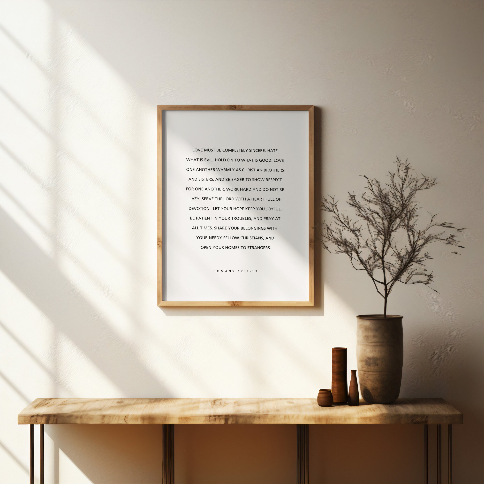 Romans 12:9-13, Love Must Be Sincere, Bible Verse Printable, Christian ...