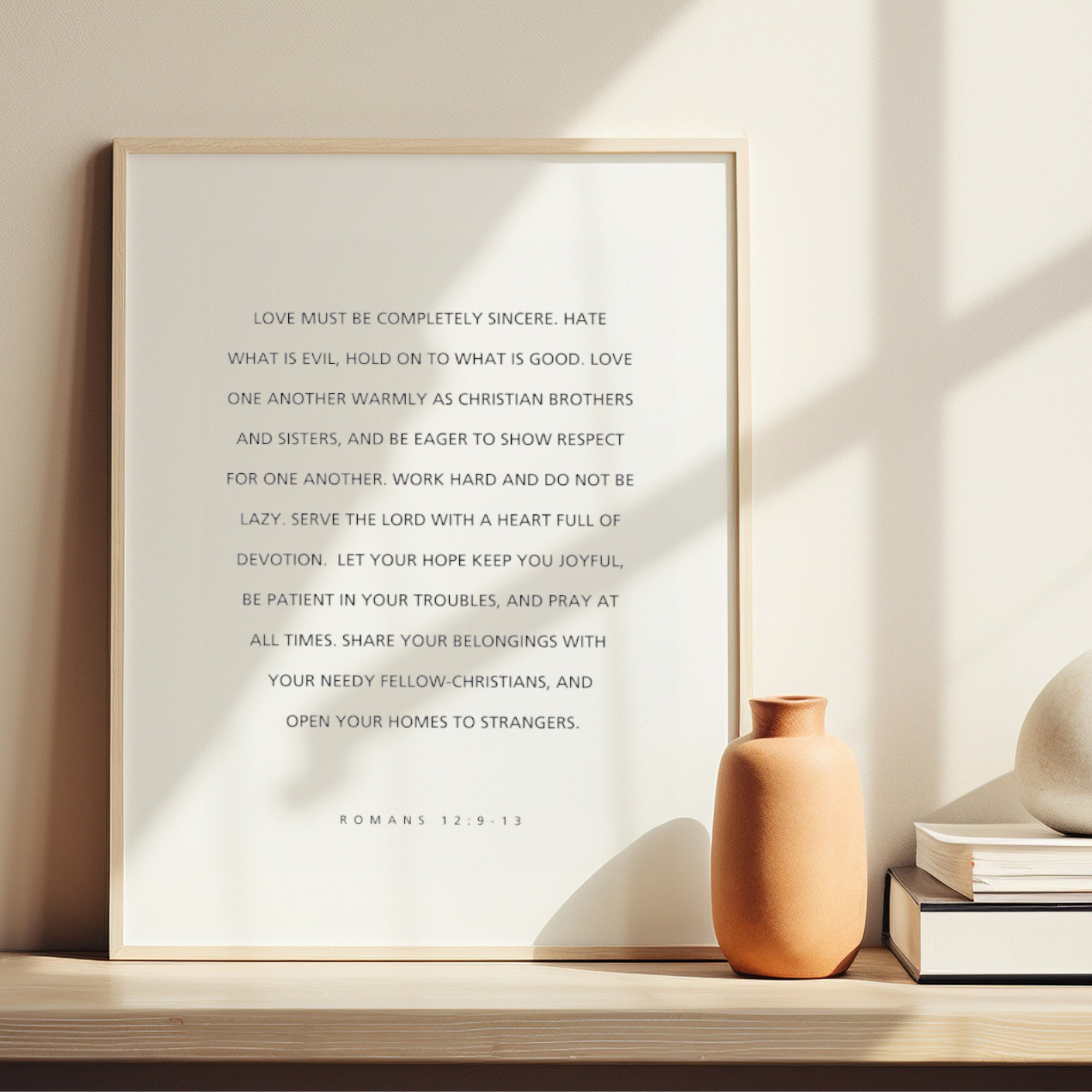 Romans 12:9-13, Love Must Be Sincere, Bible Verse Printable, Christian ...