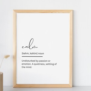 Calm Definition Print, Calm Wall Art, Definition Poster, Definition ...
