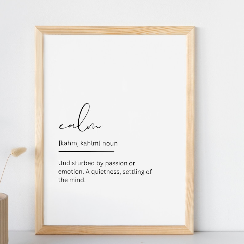 Calm Definition Print, Calm Wall Art, Definition Poster, Definition ...