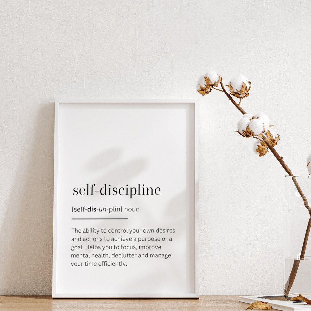 Self-discipline Definition Print, Discipline Poster, Definition Print ...