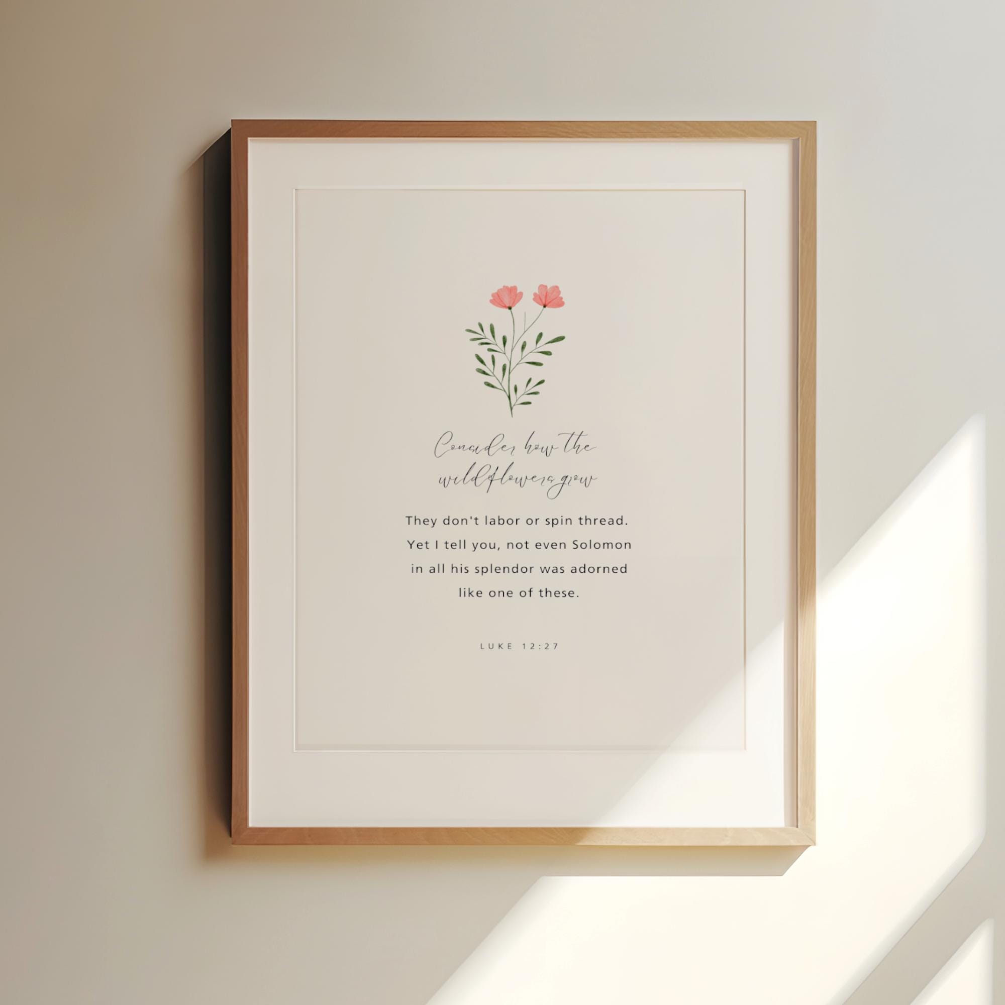 Luke 12:27, Consider How the Wildflowers Grow, Scripture Printable Wall ...