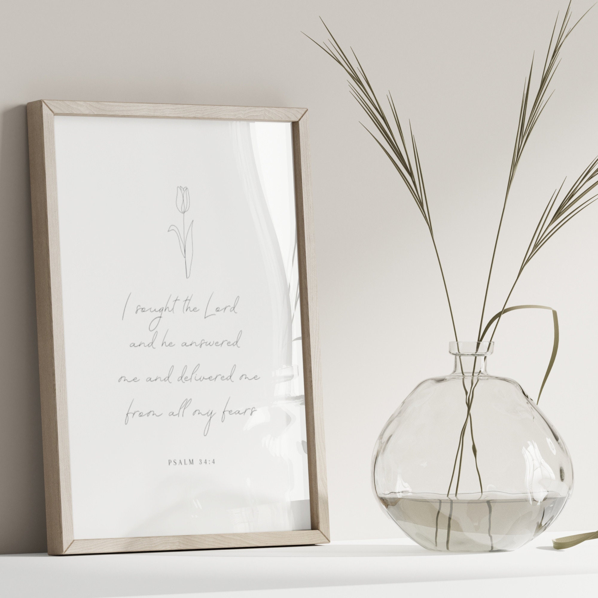 Psalm 34:4, Psalm 34 Wall Art, Psalm Wall Art, Bible Verse Printable ...